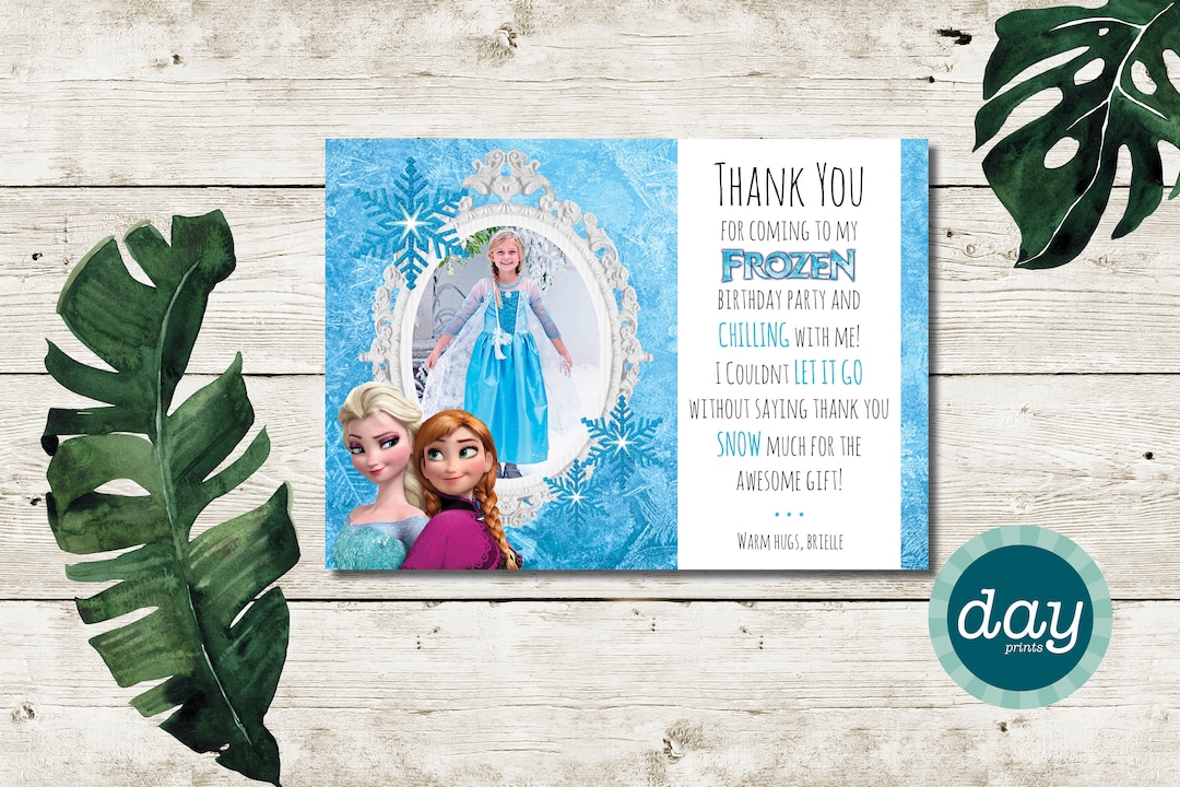 FROZEN Birthday Photo Thank You Card - Etsy