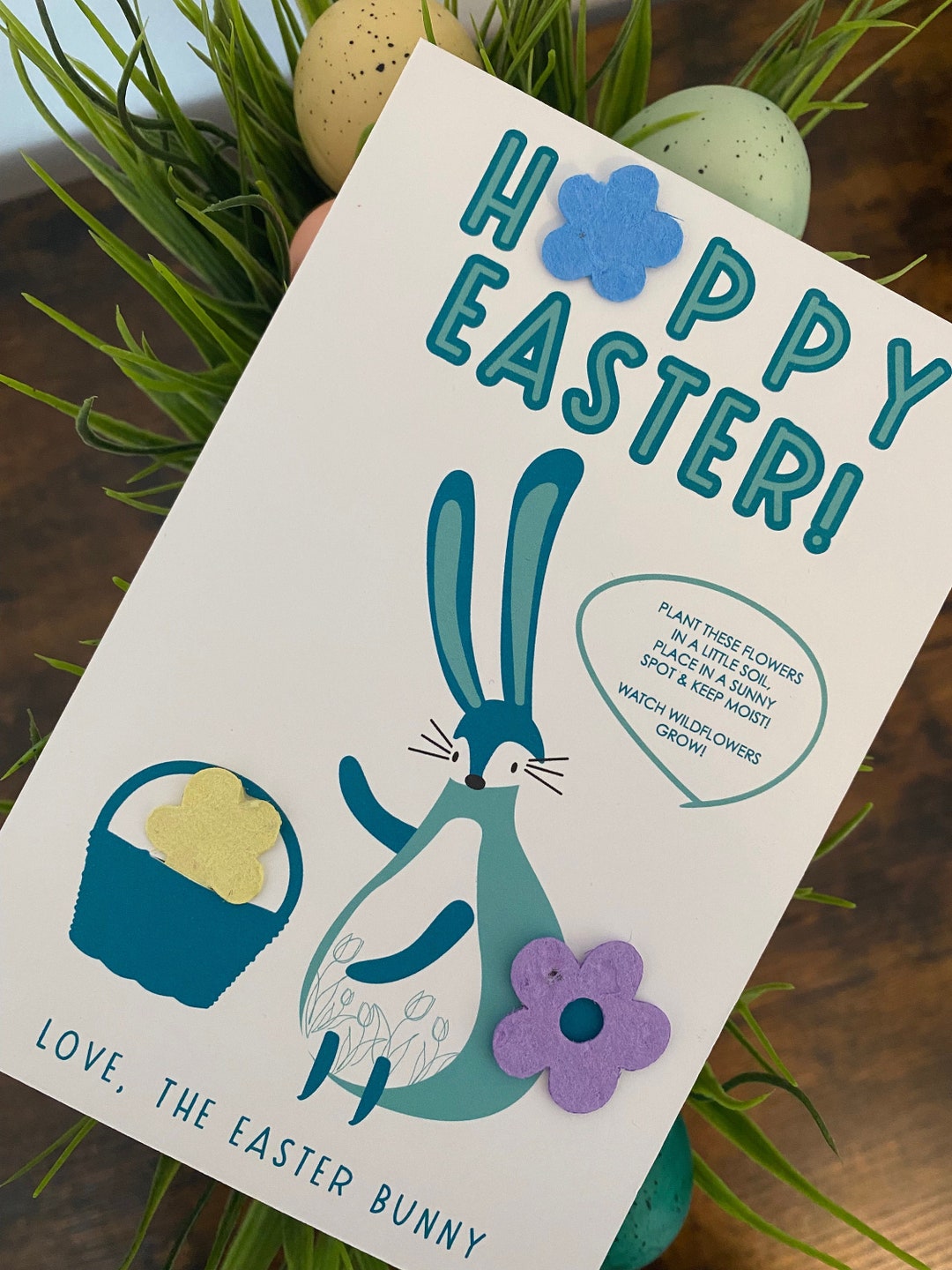 Hoppy Easter Plantable Seed Flower Card - Etsy