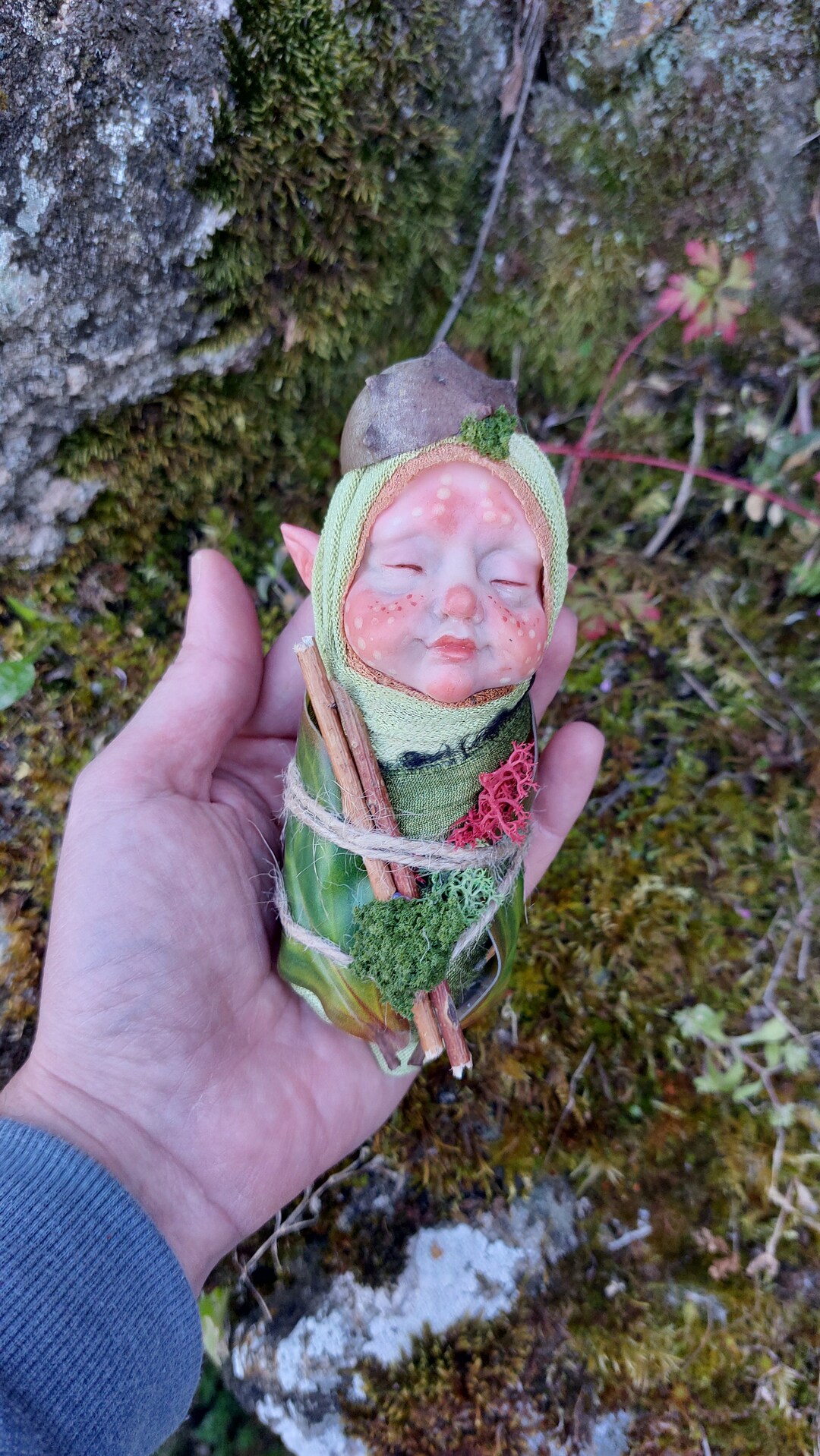 Little Baby Forest Fairy Sleeping, Miniature Doll, Newborn, Baby Fairy ...