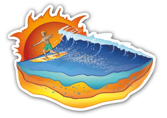 Sticker surf the Wave. Car Window Bumper Laptop | Etsy