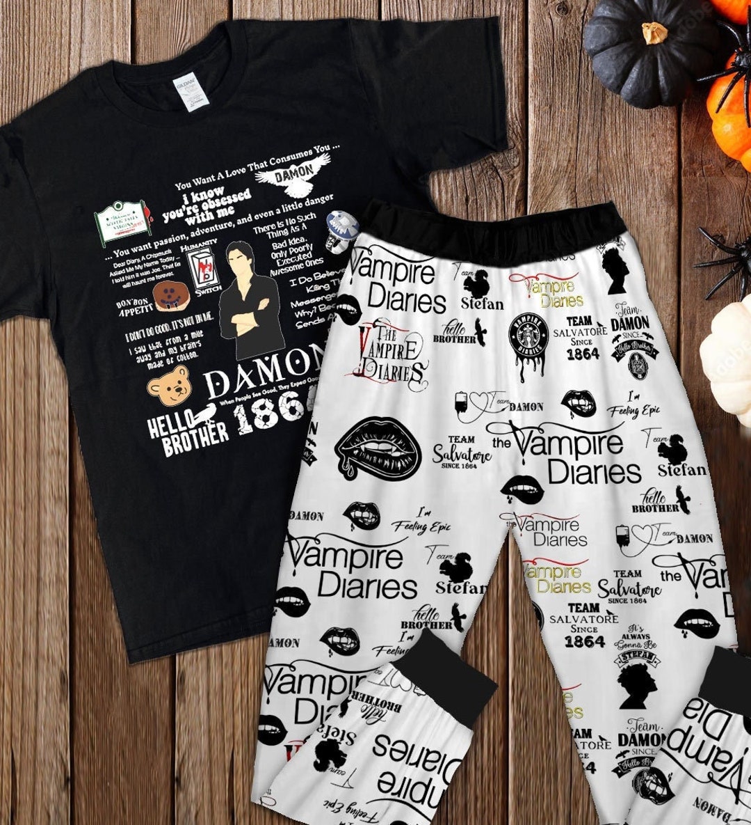 Dam0n Salvat0re Famous Quotes Pajamas Set Vampire Diaries - Etsy
