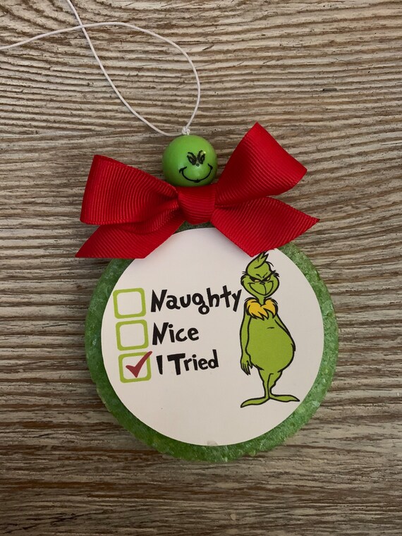 Grinch Naughty/nice Round Car Freshie Air Freshener Car - Etsy