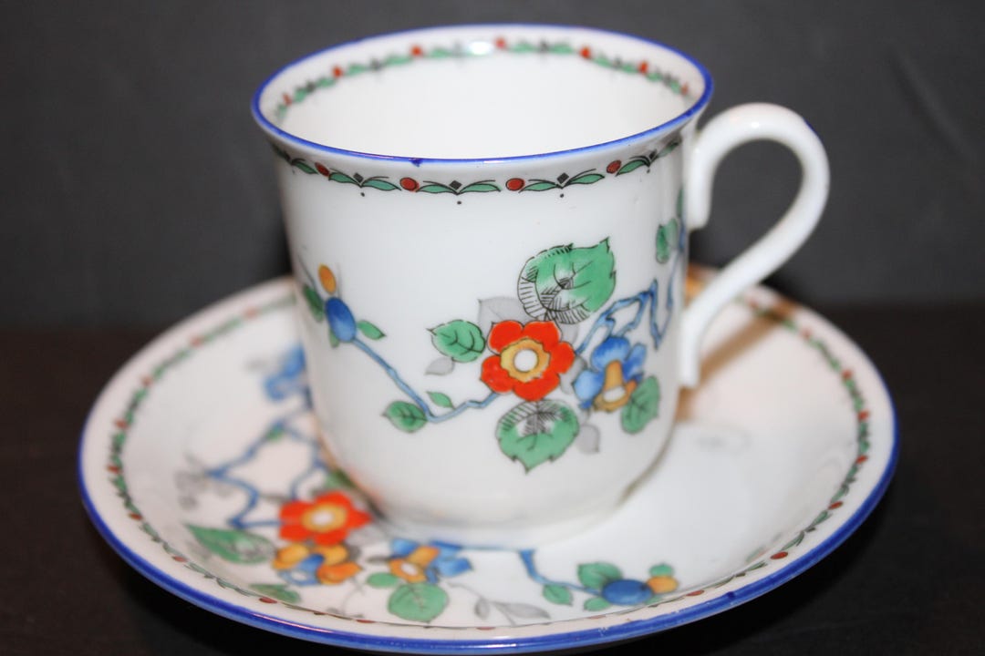 Vintage Shelley "idalium" Demitasse Cup and Saucer, Floral Blue Trim ...