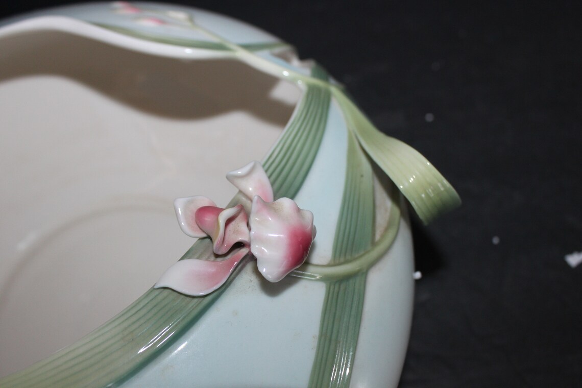 Franz Porcelain Butterfly Vase: Sculptured Papillon Collection, Signed ...