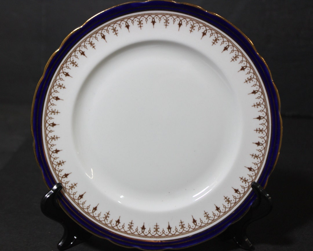 Aynsley Leighton Dessert Plate: Cobalt & Gold Bone China, Vintage ...