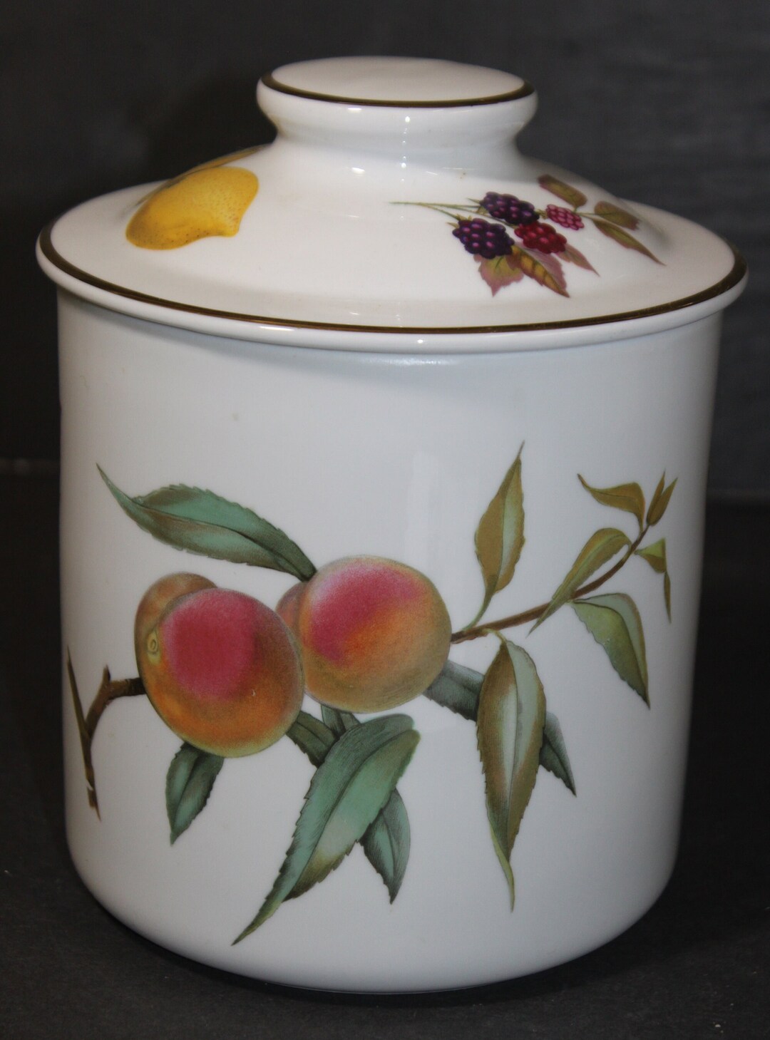 Royal Worcester "evesham Gold" 6 1/4" Small Canister & Lid, Superb New ...