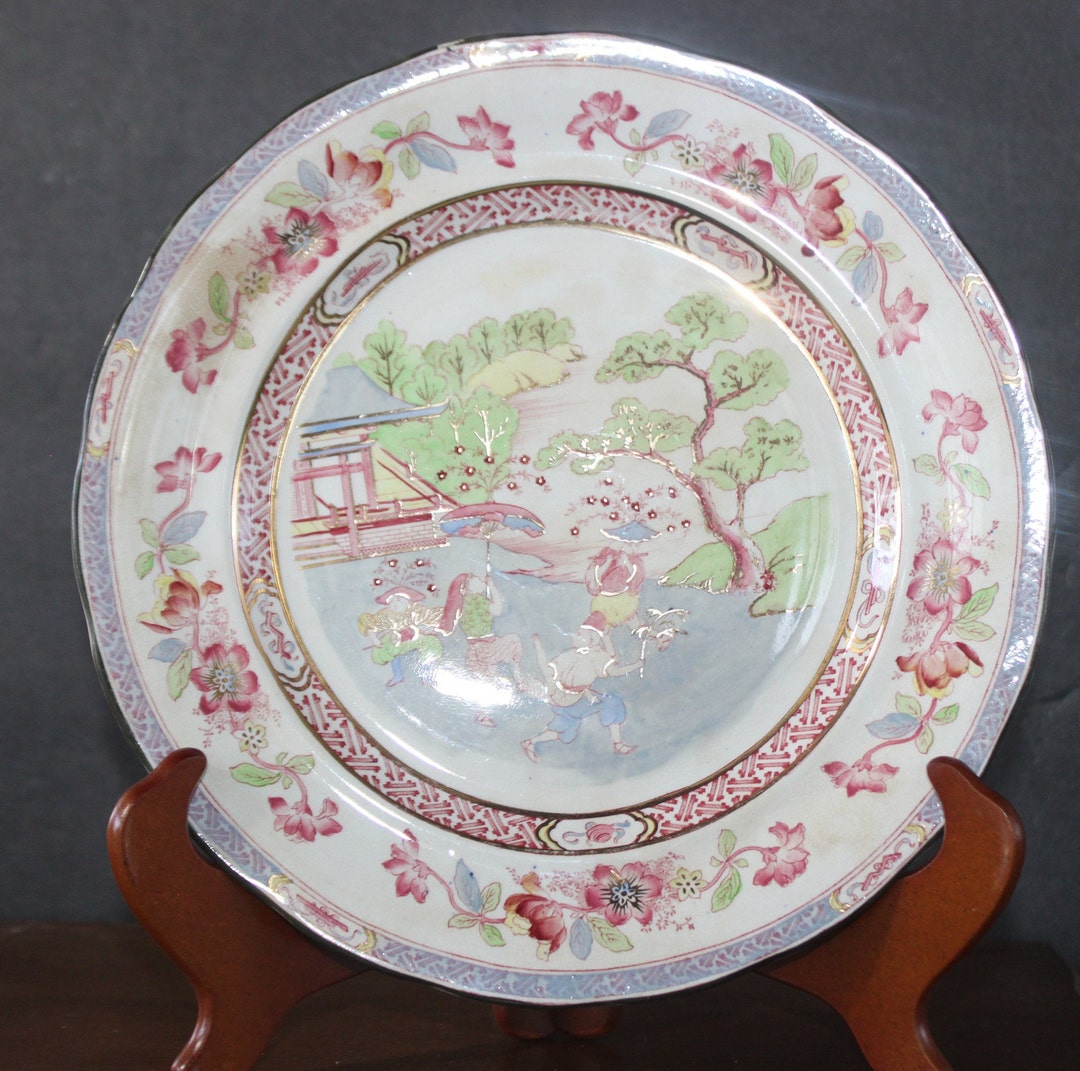 Antique Buffalo Pottery Plate: Multicolor Oriental Scene, 1906 - Etsy