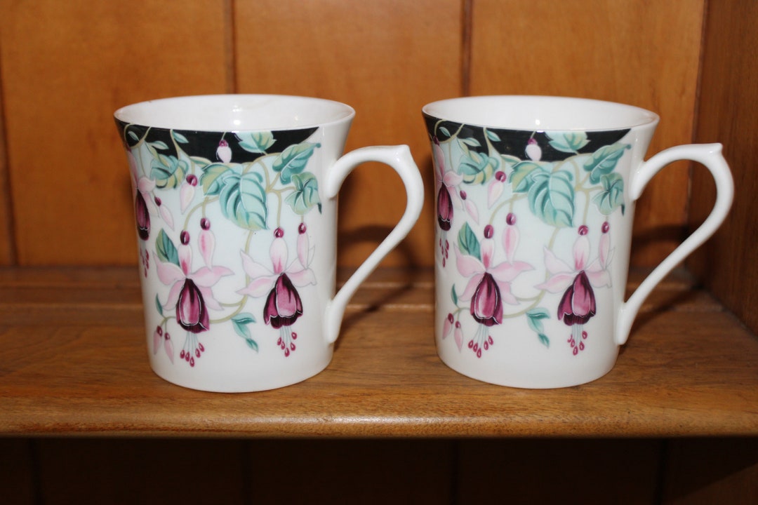 2 Royal Heritage Bone China Mugs With a Floral Design: English Coffee ...