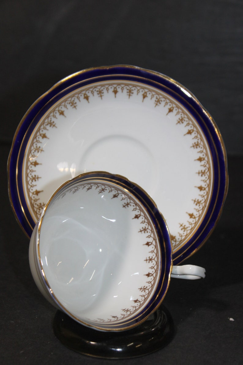 Vintage Aynsley Leighton Bone China Cup and Saucer Set - Cobalt & Gold ...