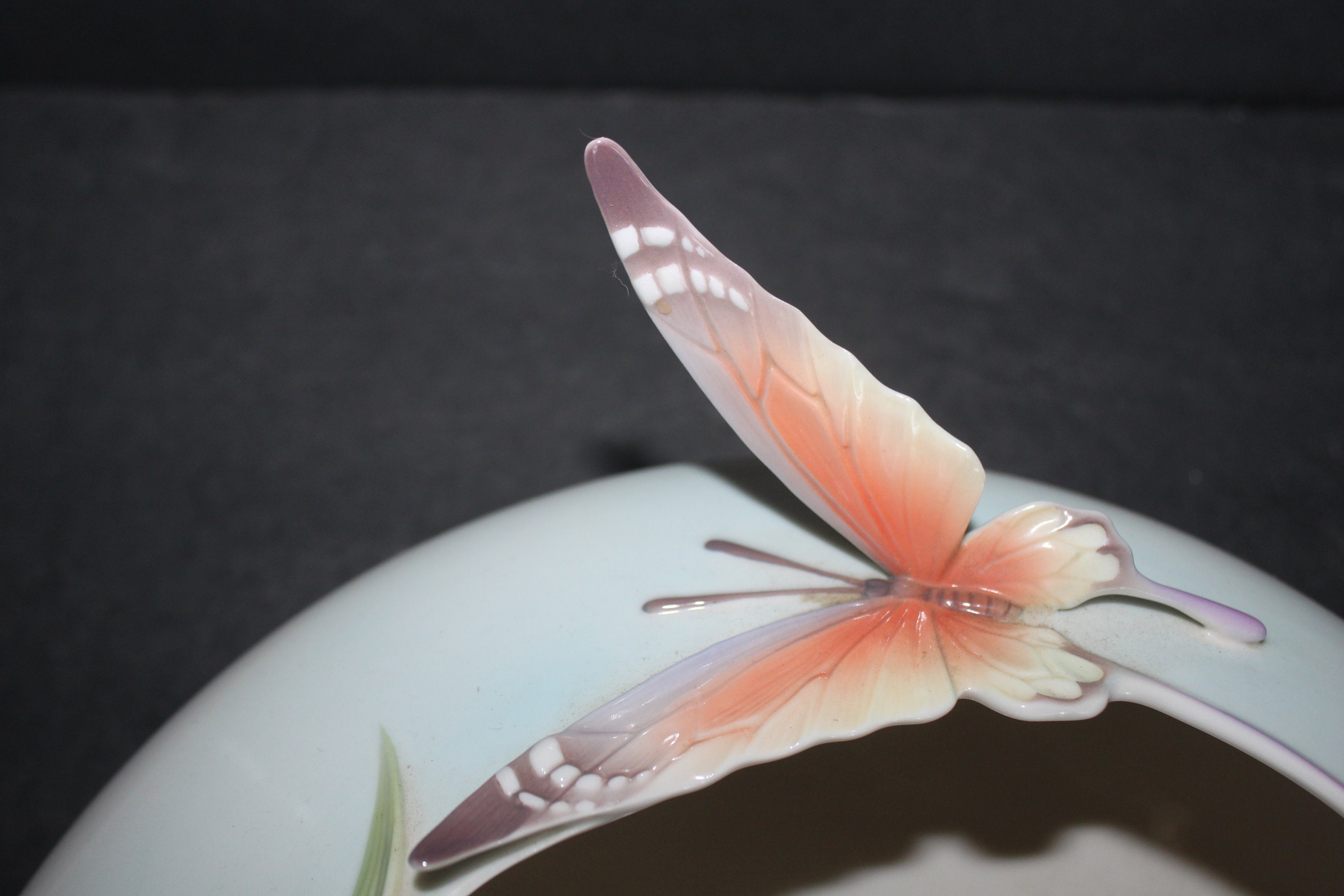 Franz Porcelain Butterfly Vase: Sculptured Papillon Collection, Signed ...