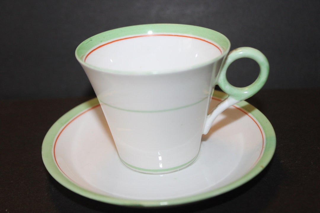 Art Deco Shelley Trio "swirls" Regent Shape Paster Green Demitasse ...