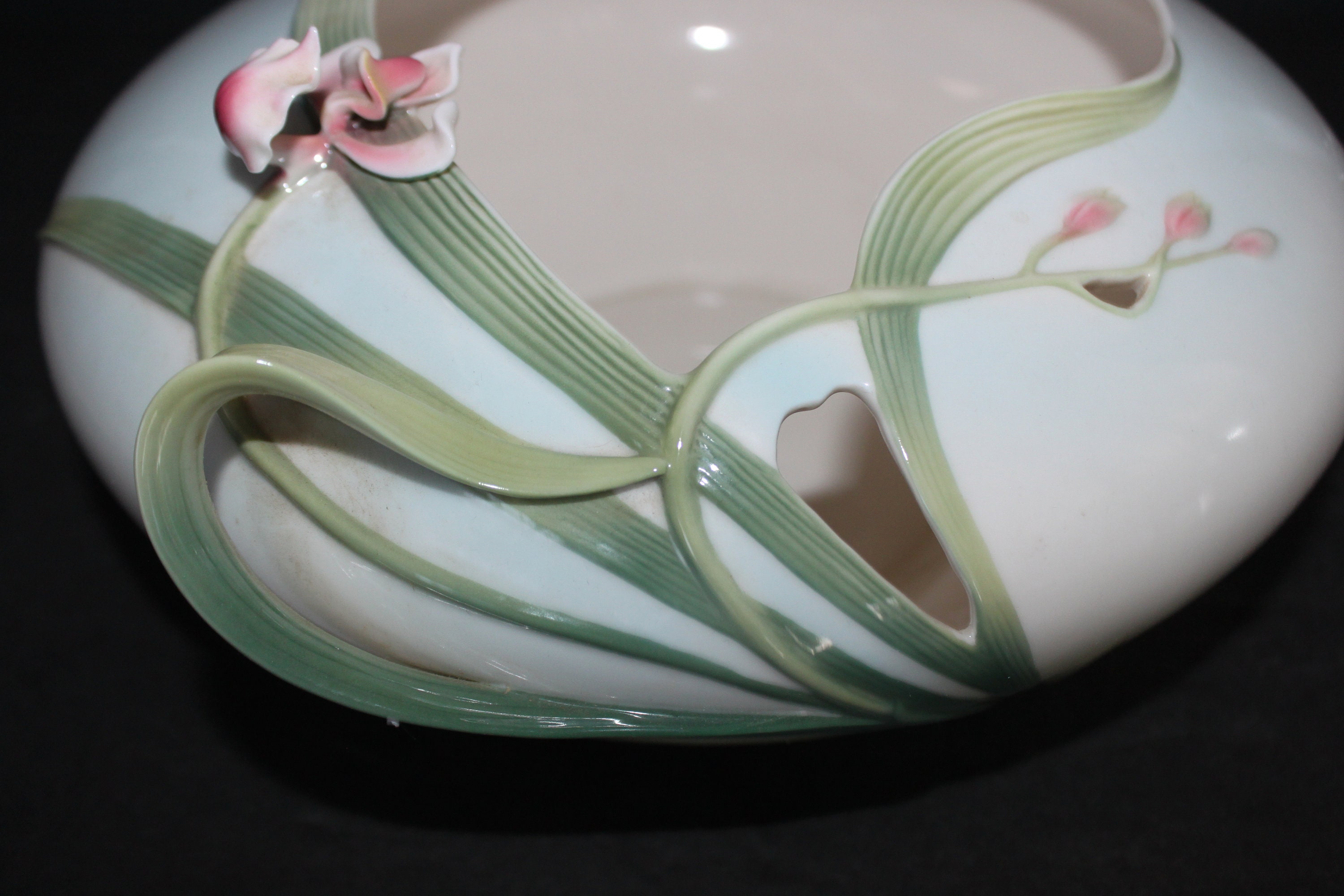Franz Porcelain Butterfly Vase: Sculptured Papillon Collection, Signed ...