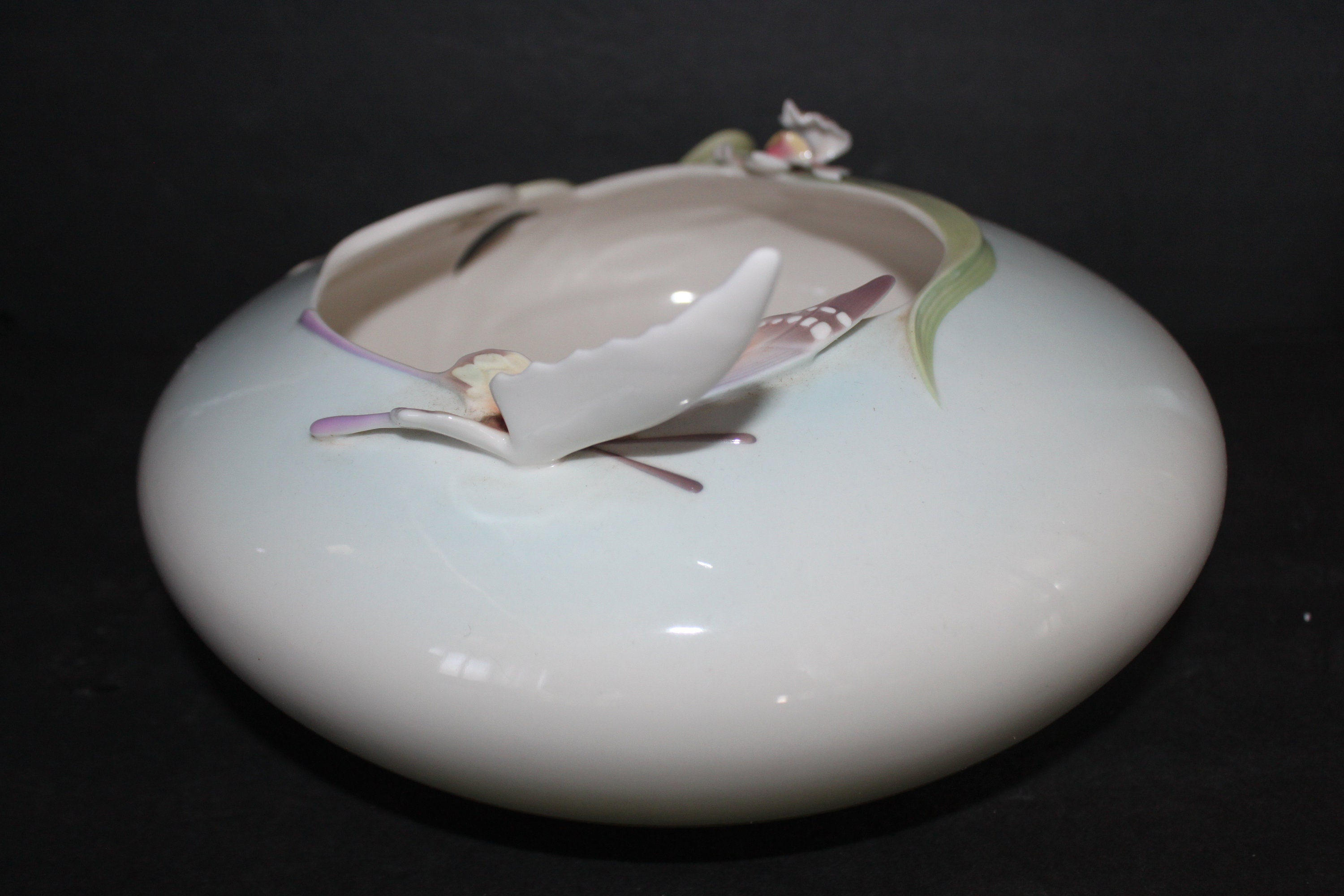 Franz Porcelain Butterfly Vase: Sculptured Papillon Collection, Signed ...