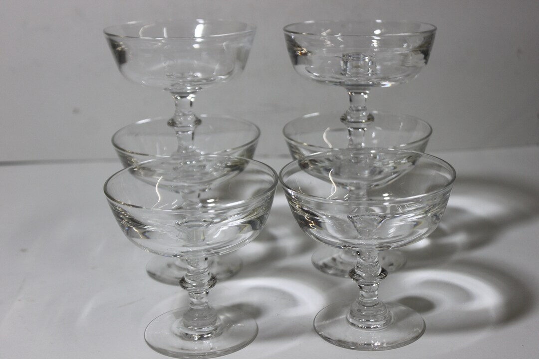 6 Steuben 7877 Champagne/tall Sherbet Baluster Stem Teardrop Crystal ...