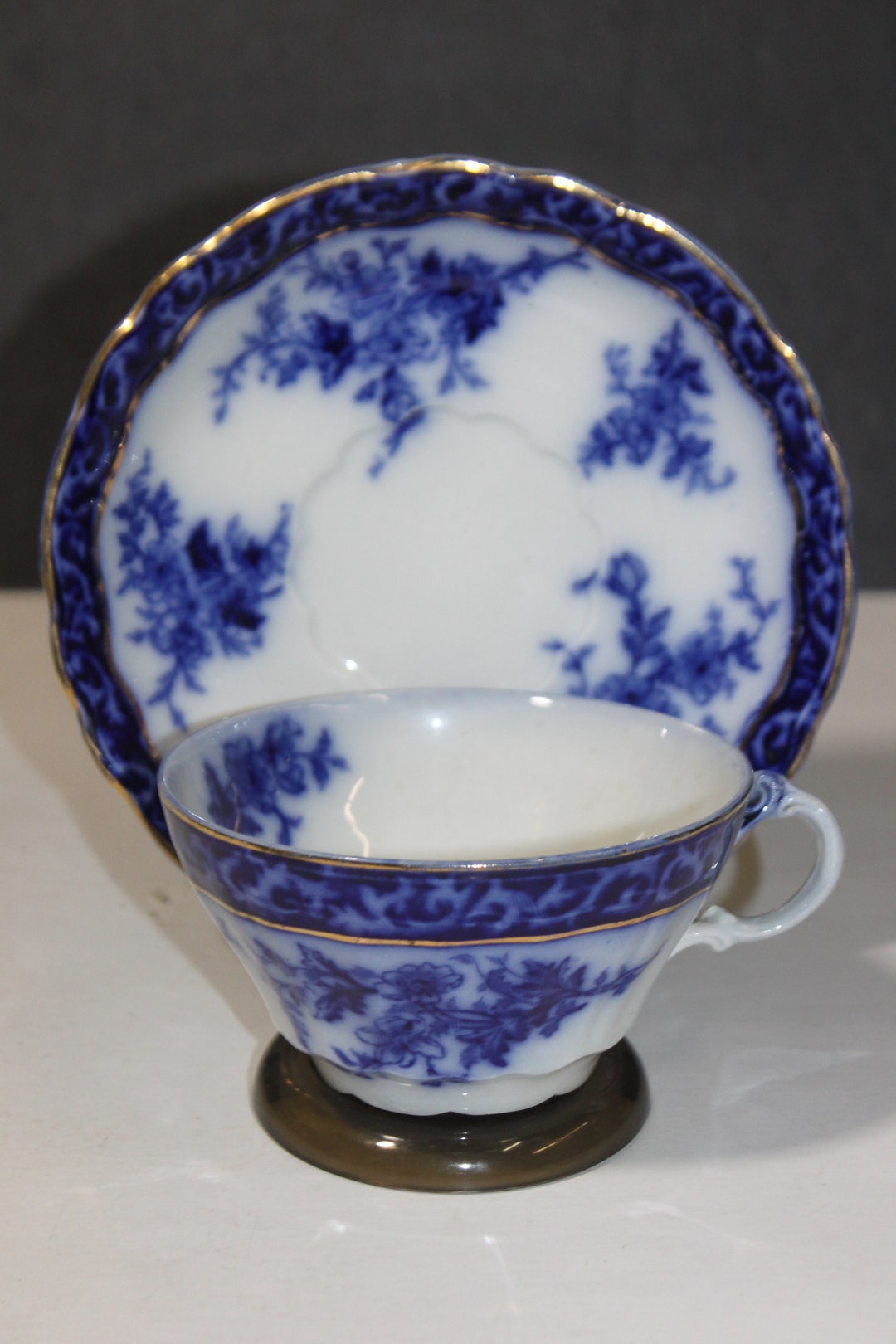 Flow Blue Flat Cup & Saucer "touraine From Stanley Potteries Circa 1920 ...