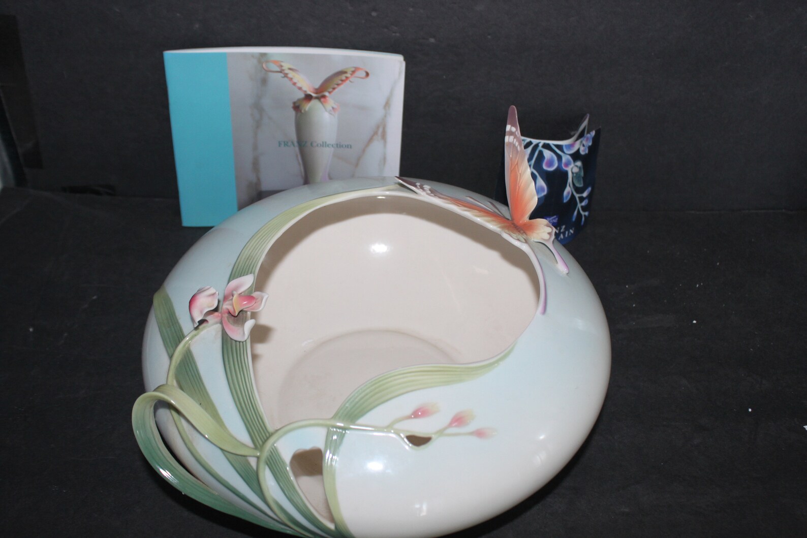 Franz Porcelain Butterfly Vase: Sculptured Papillon Collection, Signed ...