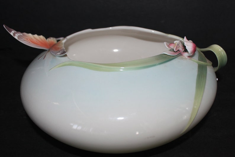 Franz Porcelain Butterfly Vase: Sculptured Papillon Collection, Signed ...