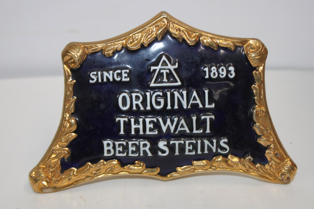 The Walt Beer Steins Advertising Sign - Porcelain and Black Lettering ...