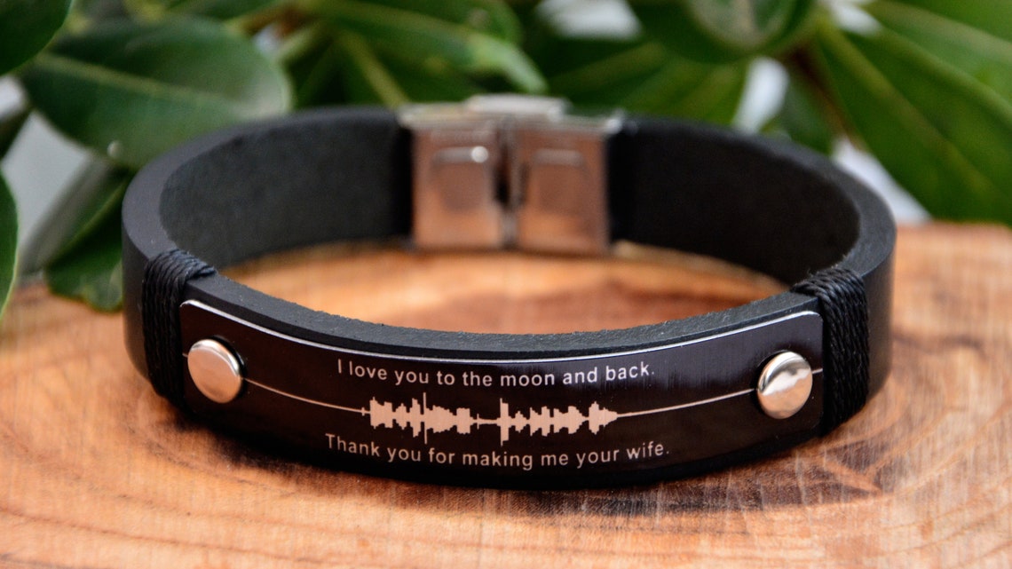 Sound Wave Heartbeat Bracelet for Men, Anniversary Gift Ideas, Men's ...