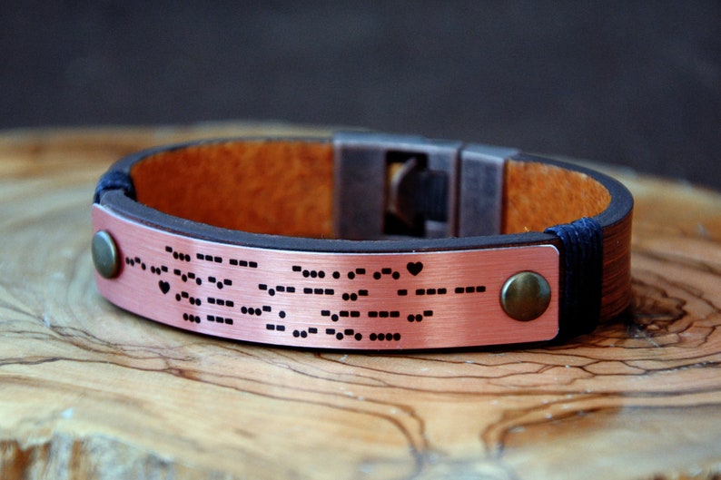 Morse Code Bracelet Custom Gift Personalized Brown Leather - Etsy