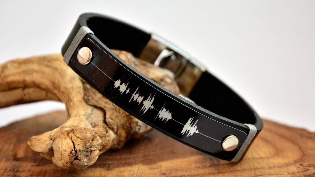 Favorite Song in Sound Waves Bracelet, Christmas Gift for Men, Leather ...