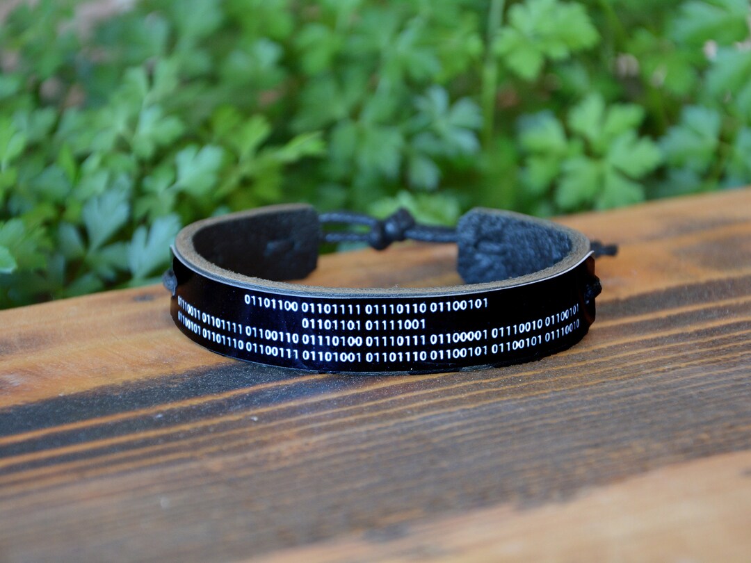 Personalized Binary Code Leather Bracelet - Secret Message, Adjustable ...