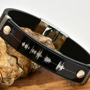 Favorite Song in Sound Waves Bracelet, Christmas Gift for Men, Leather ...