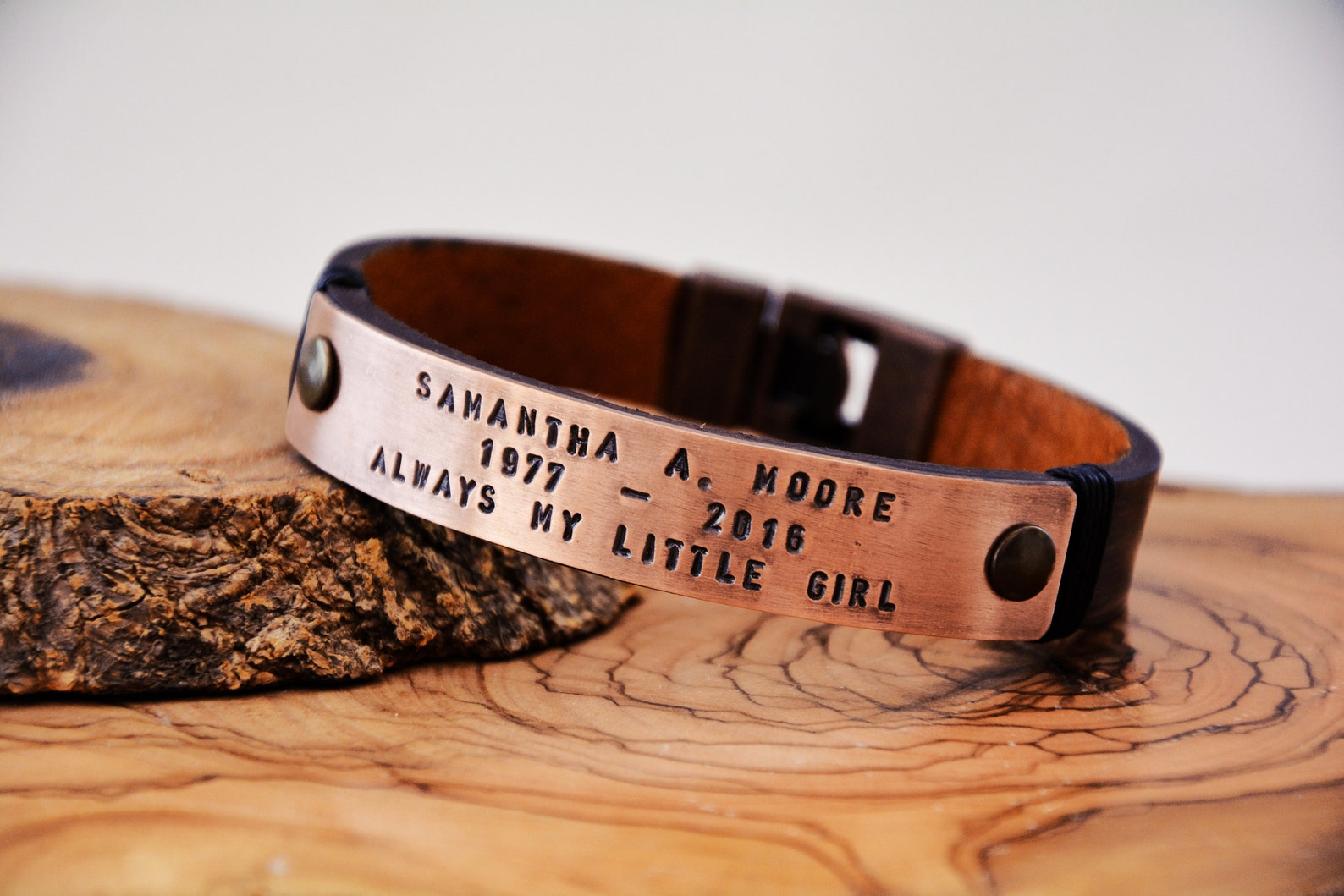 Leather Memorial Bracelet, Custom Personalized Remembrance Bracelet ...