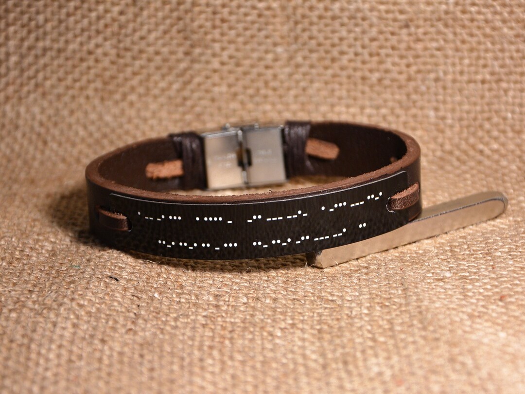 Morse Code Secret Message Bracelet, Mens Leather Gift, Personalized ...