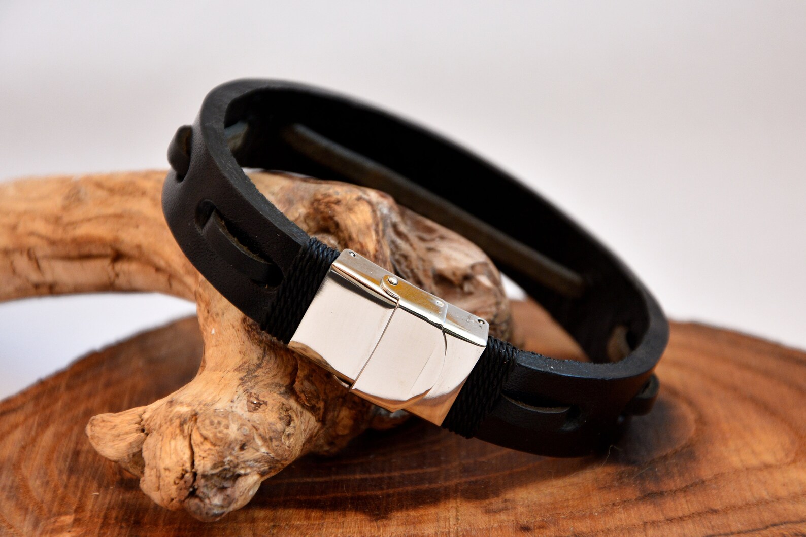 Morse Code Leather Bracelet Men Gift Idea for Dad and Son | Etsy