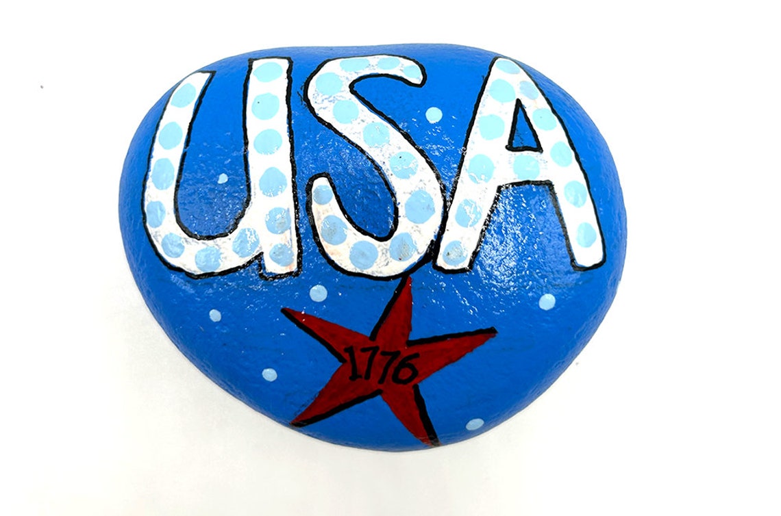 USA Rock Paperweight, Hand Painted - Etsy