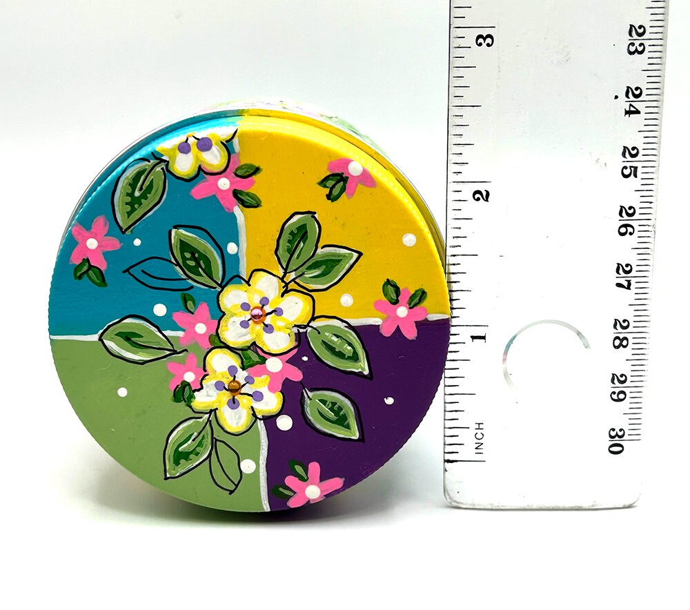 Small Round Metal Box 4oz With Screw Lid FOUR COLOR FLORAL - Etsy