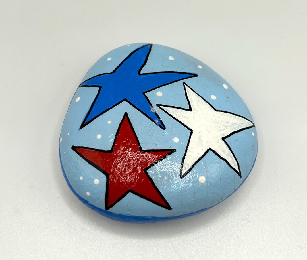 Whimsical Americana Rock Paperweight, Hand Painted - Etsy