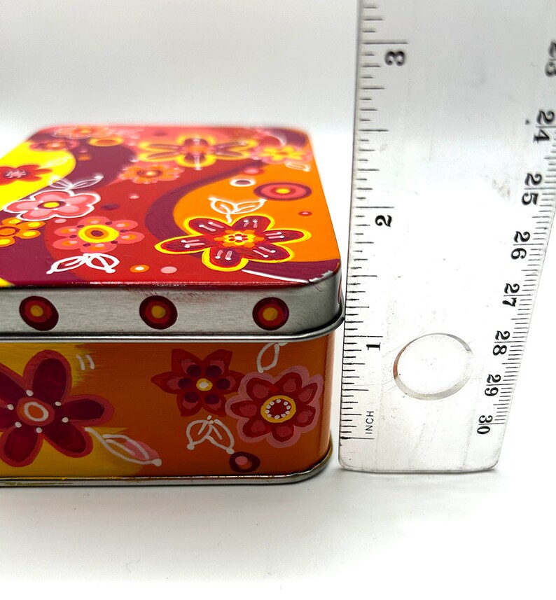 Hand Painted Metal Box - Fall Colors Floral Pattern - Etsy
