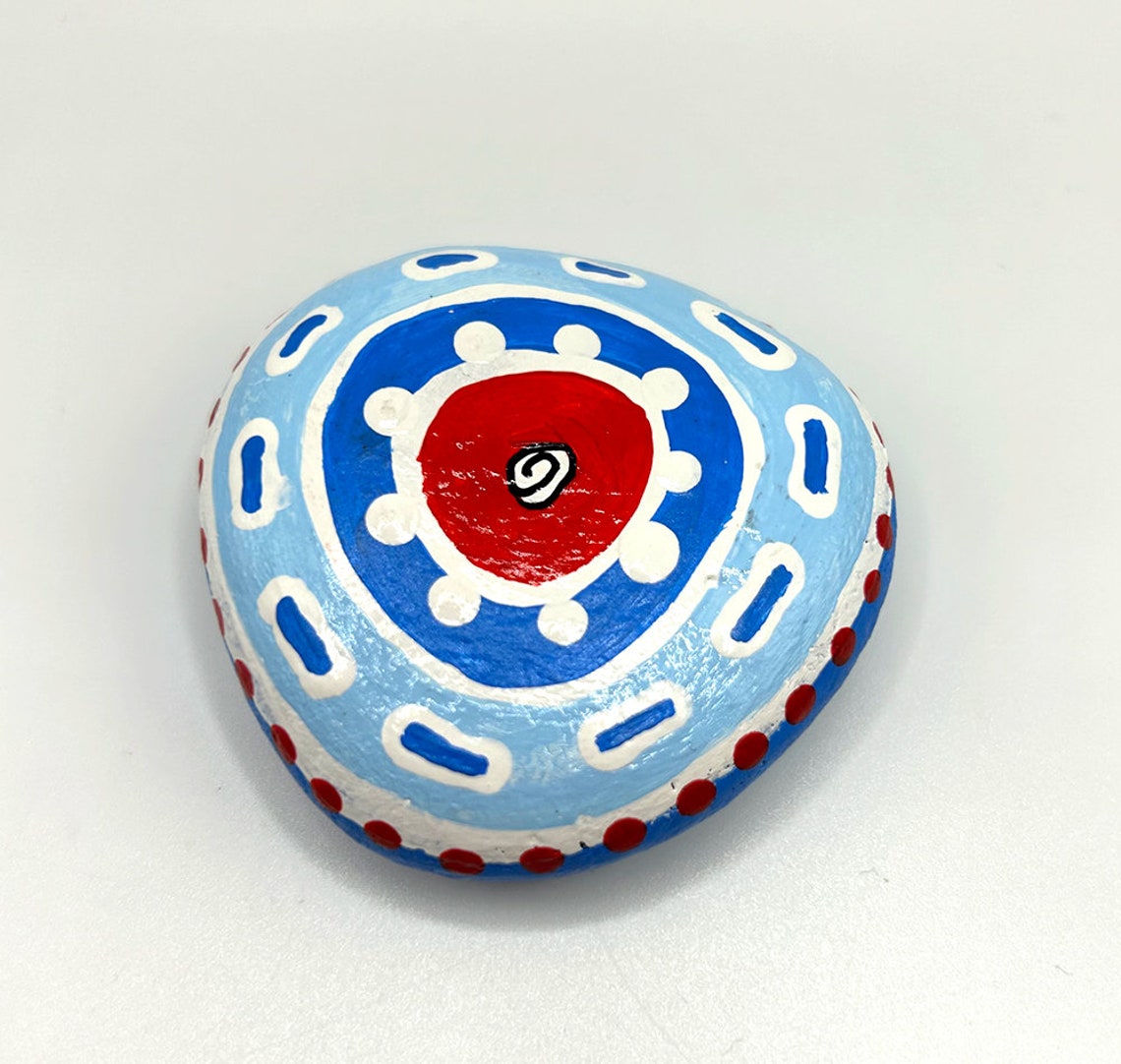 Whimsical Americana Rock Paperweight, Hand Painted - Etsy
