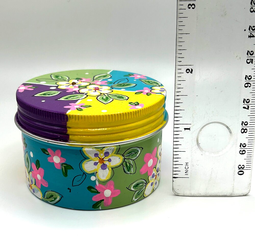 Small Round Metal Box 4oz With Screw Lid FOUR COLOR FLORAL - Etsy
