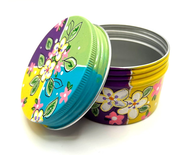 Small Round Metal Box 4oz With Screw Lid FOUR COLOR FLORAL - Etsy