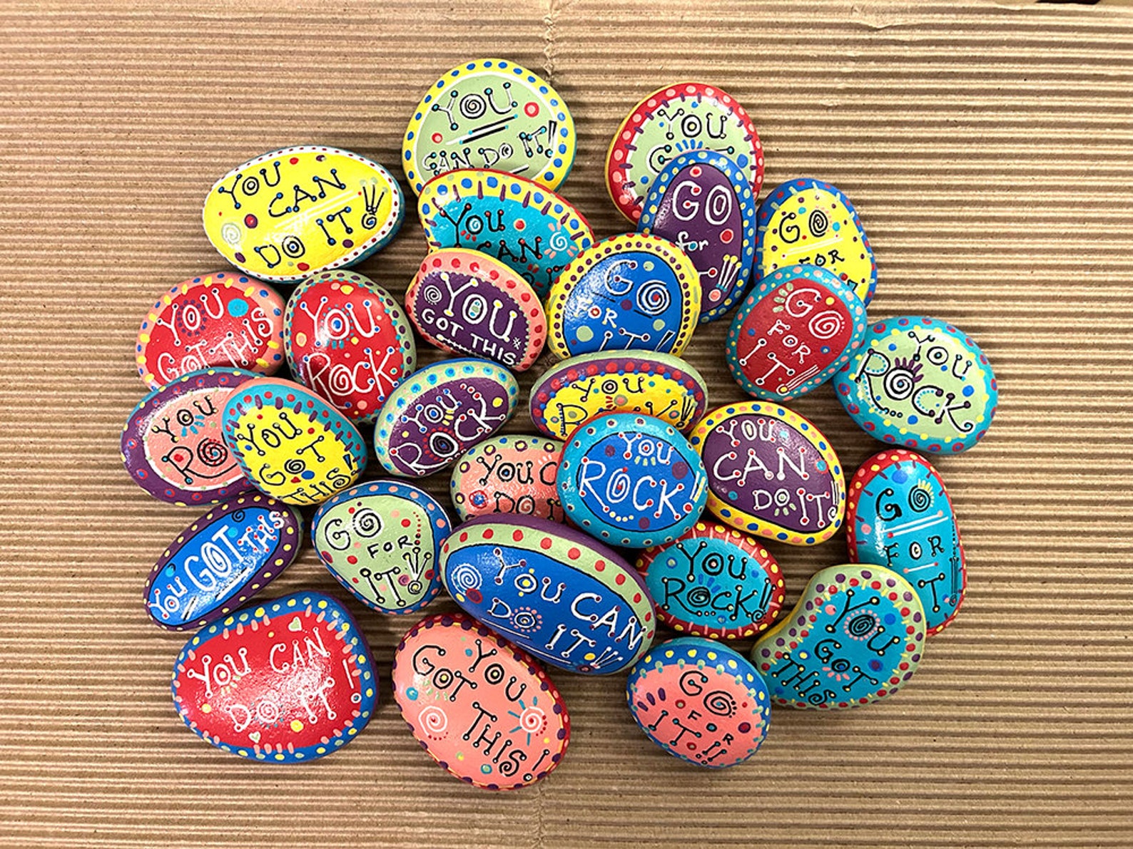 Painted Encouragement Stones: Positive Affirmations, Paperweight Gift ...