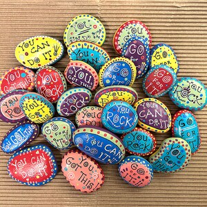 Painted Encouragement Stones: Positive Affirmations, Paperweight Gift ...