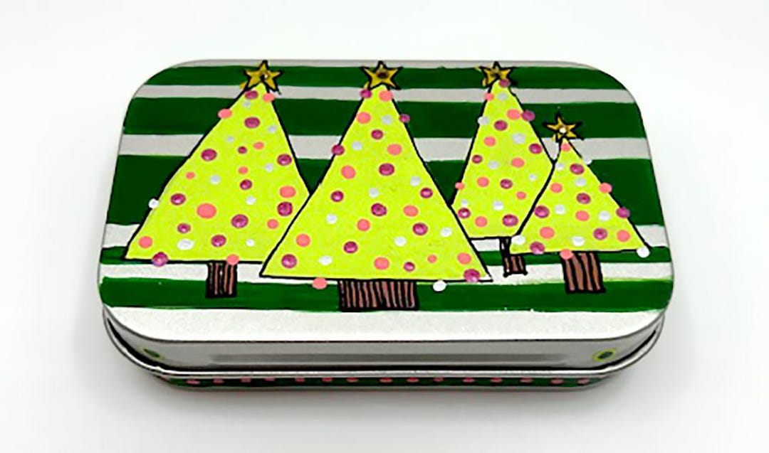 Trinket Box - Whimsical Christmas Trees - Etsy