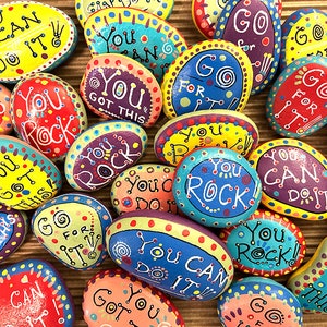 Painted Encouragement Stones: Positive Affirmations, Paperweight Gift ...