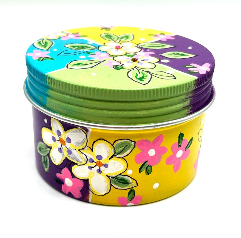 Small Round Metal Box 4oz With Screw Lid FOUR COLOR FLORAL - Etsy
