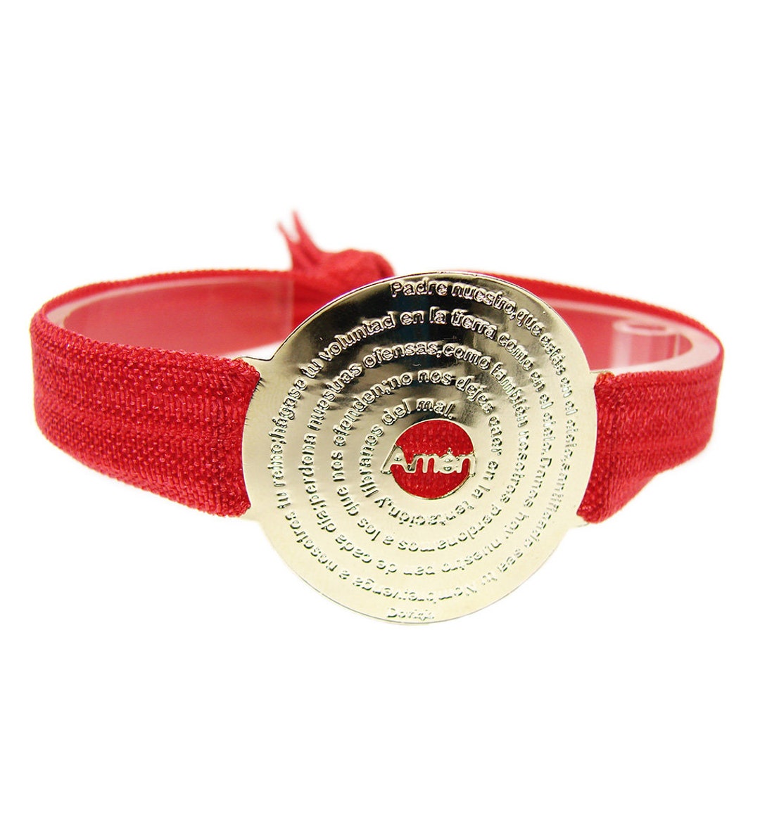 Our Father Bracelet – Gold Plated Lord’s Prayer Engraved Medal on ...