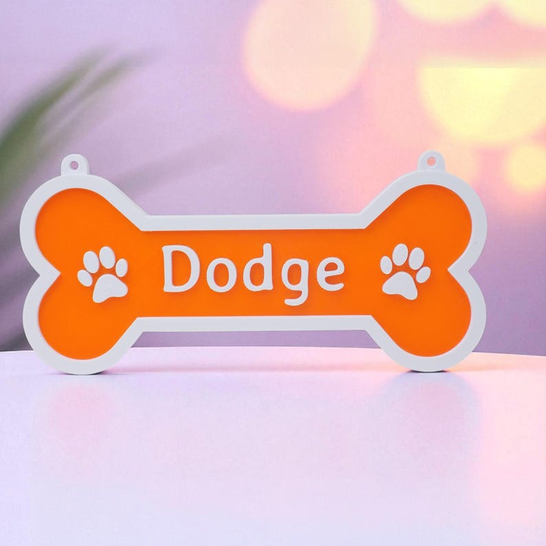Custom Dog Bone Name Tag, 3D Printed Personalized Pet Sign, Dog Kennel ...