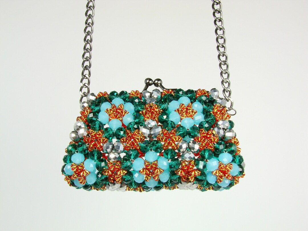 Turquoise Coin Purse, Beaded Purse Small Cocktail Bags, Little Handbag ...