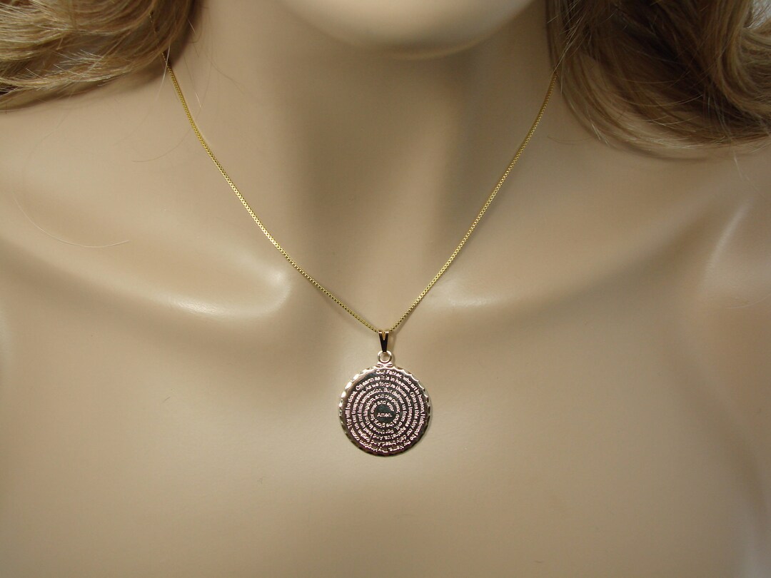 Our Father Prayer Necklace Christian Lord's Prayer Engraved Gold Plated ...