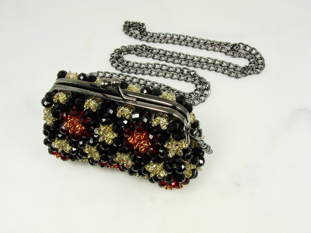 Small Beaded Coin Purse, Coin Purse, Flowered Clutches Little Evening ...