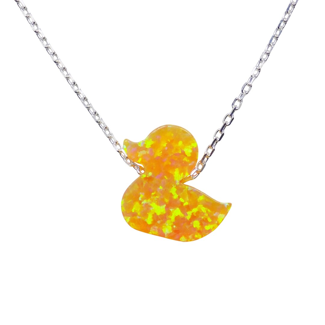Duck Necklace, Yellow Opal Lab Created Duck Shape Pendant 935 Sterling ...