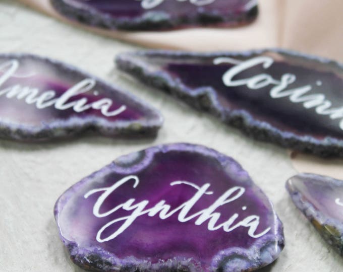 Agate Slice Place Cards - Agate Escort Cards - Agate Wedding Favor ...