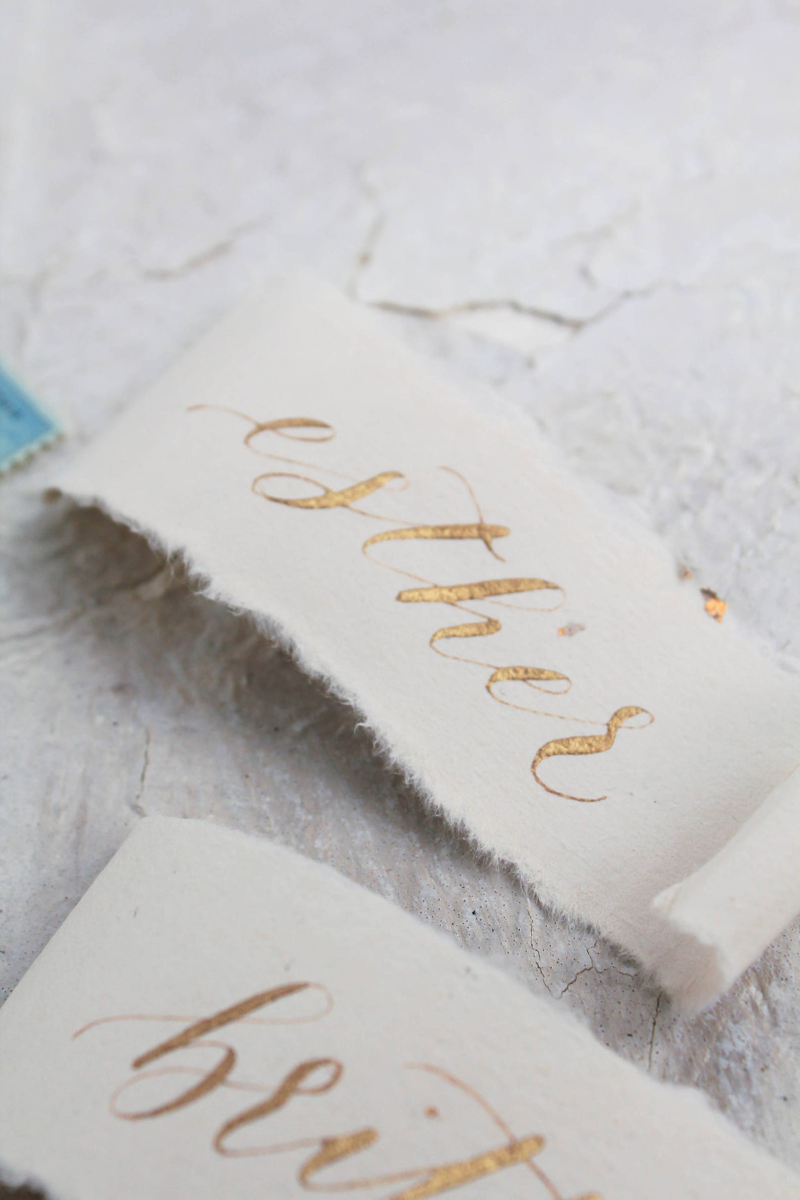 Blush and Gold Handmade Paper Scroll Place Cards With - Etsy